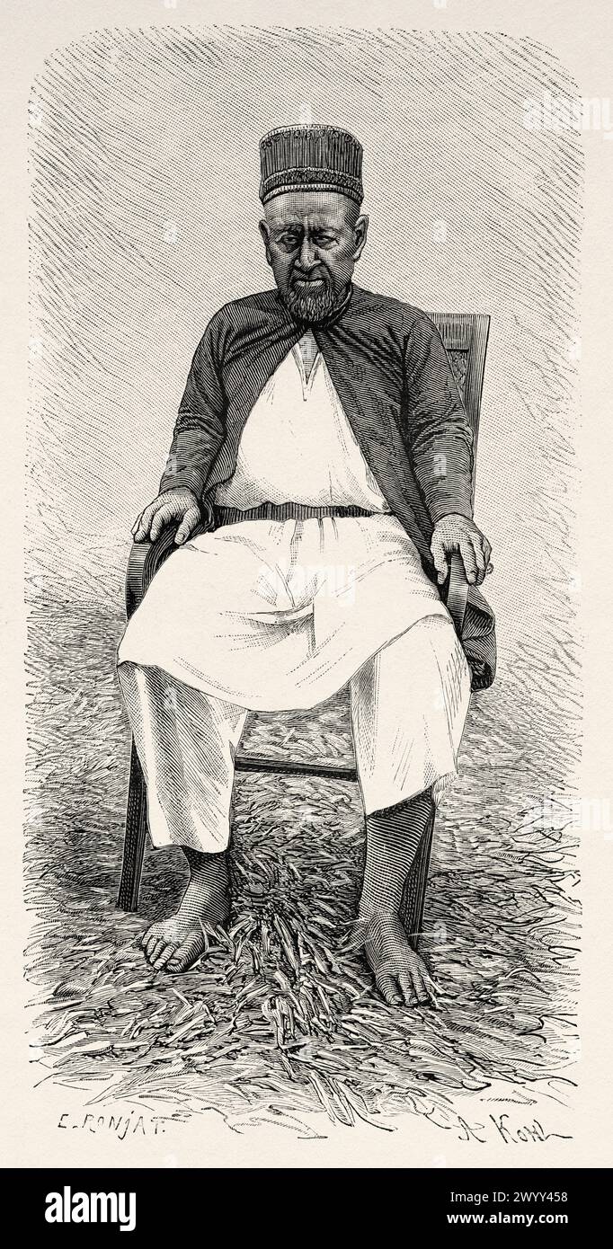 Portrait of Sultan Achmad Nazaruddin (1858 - 1881) Jambi, Sumatra Island. Indonesia. Drawing by ...