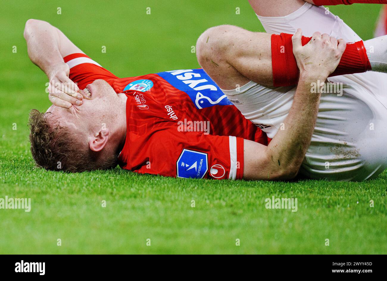 Silkeborg's Andreas Poulsen during the Superliga match between Broendby IF and Silkeborg IF at ...