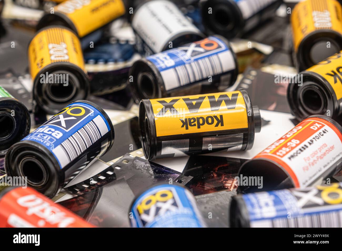 Sibiu, Romania - April 07, 2024. Empty 35mm film canisters from ...