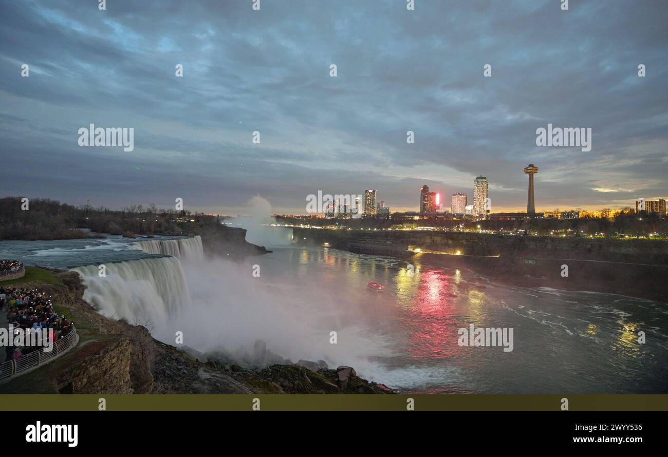 Niagara Falls and the City of Niagara Falls, Canada are seen during ...