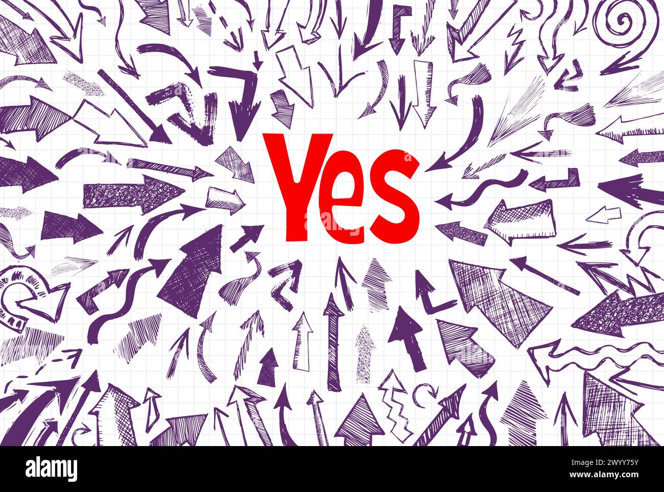 Arrows hand drawn pointing to Yes. Handmade, not AI Vector illustration ...