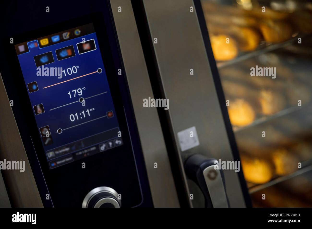 LCD screen of oven with baguette Stock Photo - Alamy