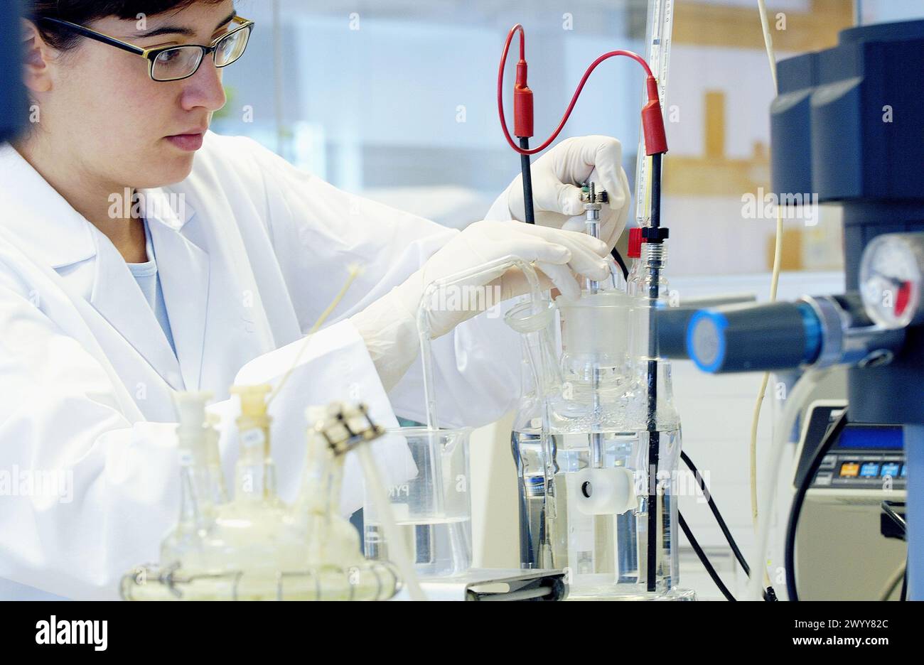 Electrochemical test, chemical characterization laboratory Stock Photo ...