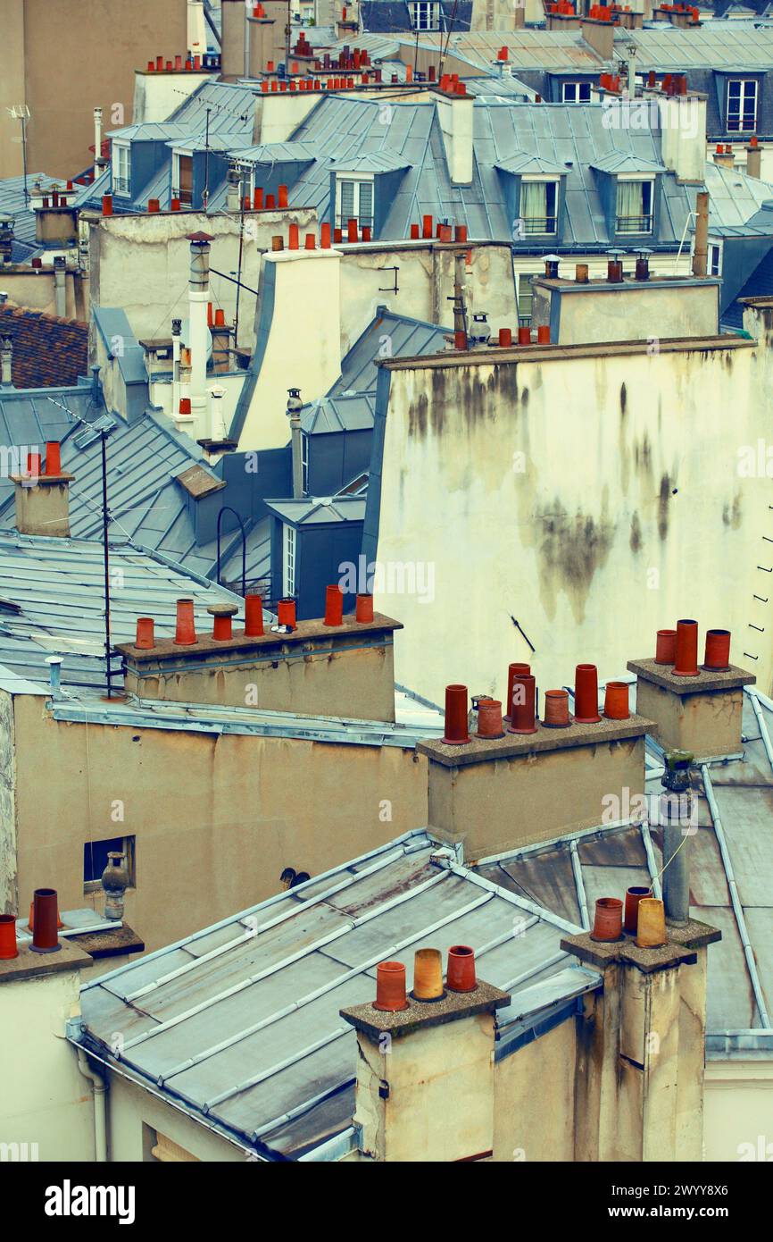 Parisian rooftops and chimneys. Latin Quartier. Paris. France Stock ...