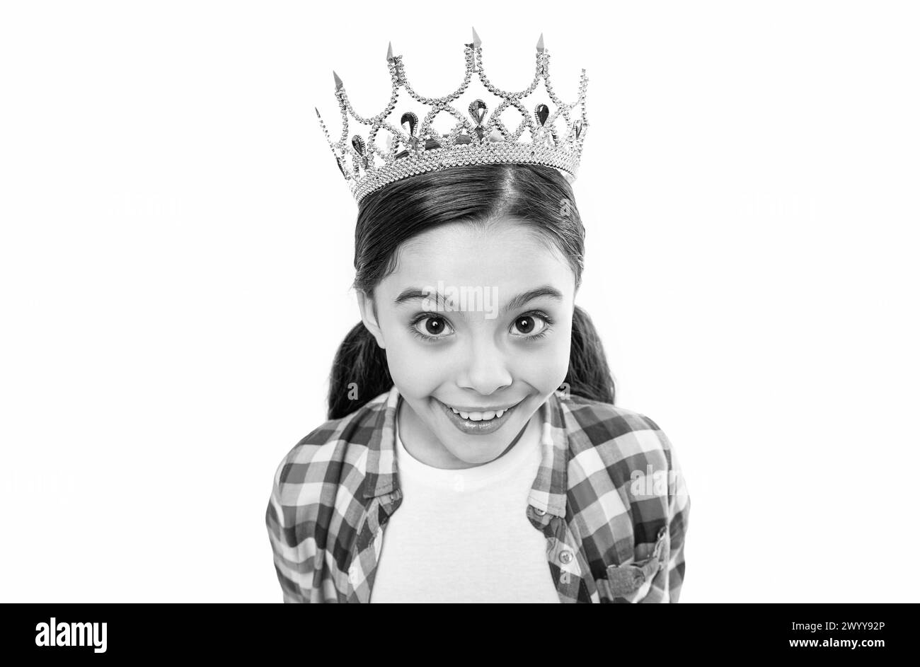 positive amazed teen queen girl isolated on white. teen queen girl in ...
