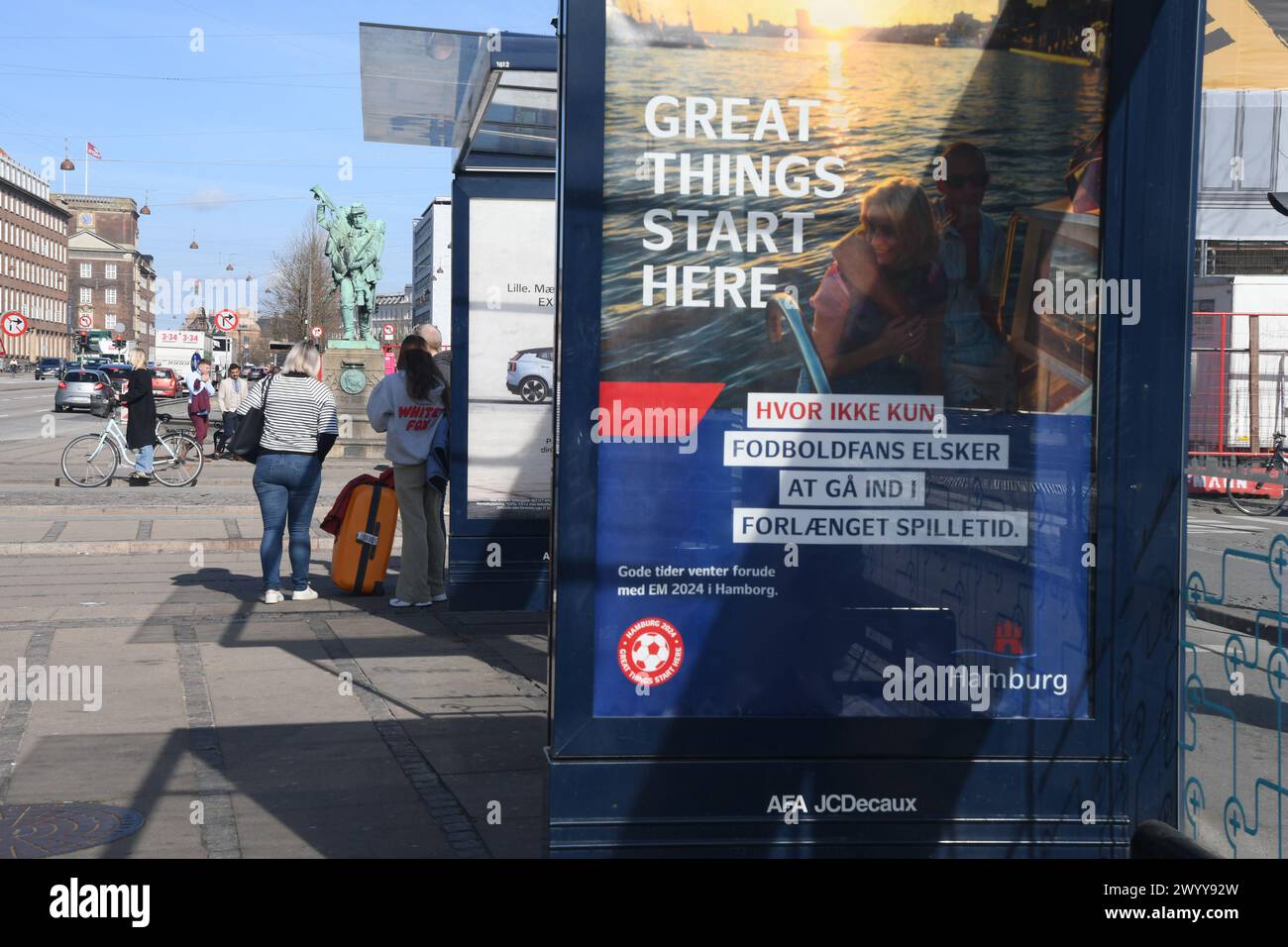Copenhagen/ Denmark/08 April 2024/Billbaord at danish bus stops of ...