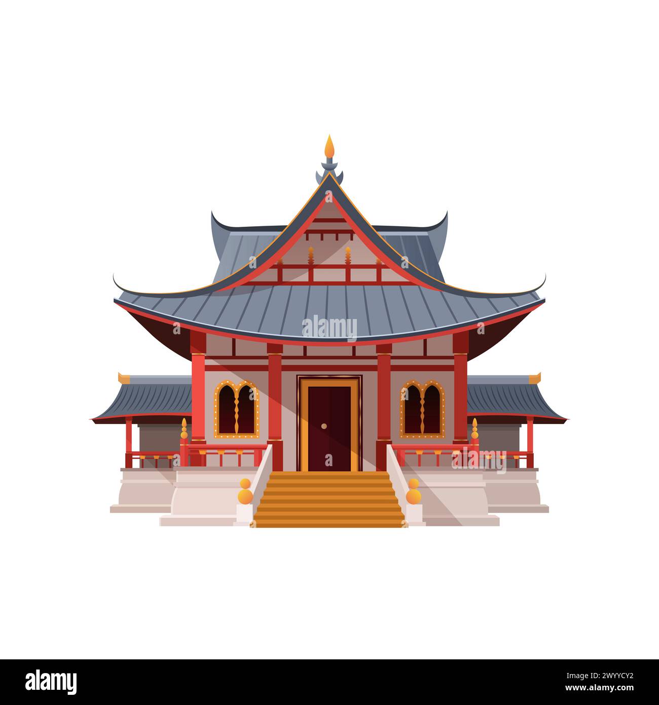 Buddhist temple building. isolated vector illustration Stock Vector ...