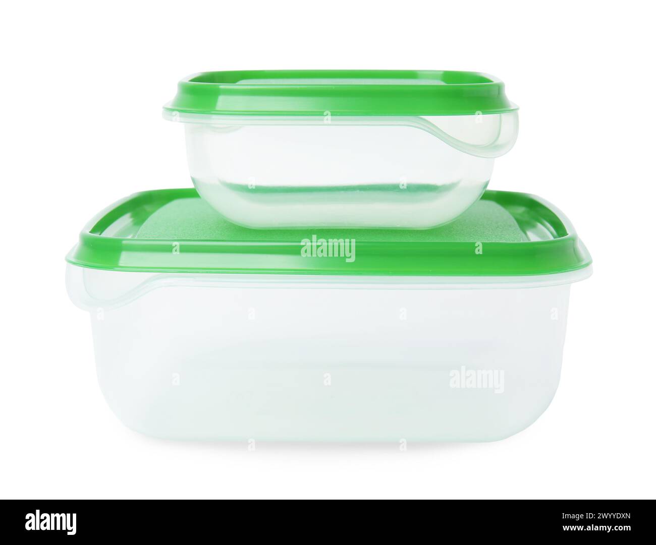 Empty plastic containers on white background. Food storage Stock Photo ...