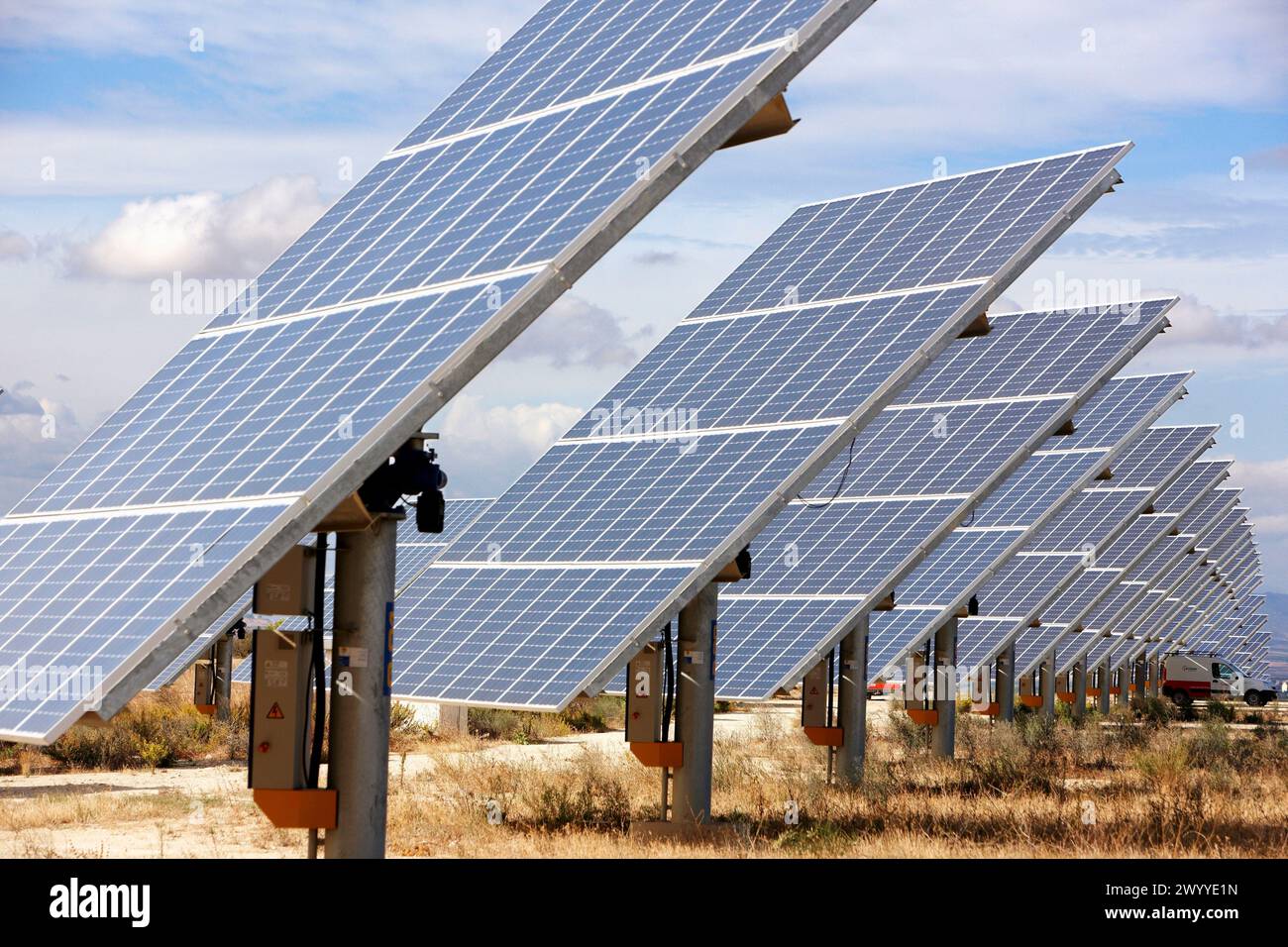 Solar panels, photovoltaics, solar power plant, Arguedas, Navarre ...