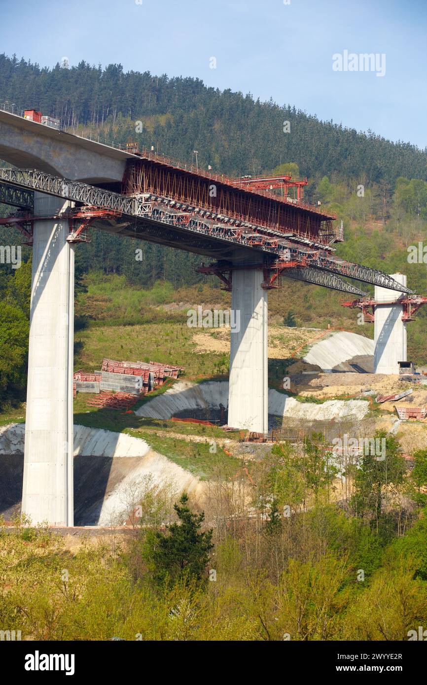 Bridge construction. TGV. Y Basque. Near Bergara. Gipuzkoa. Basque ...