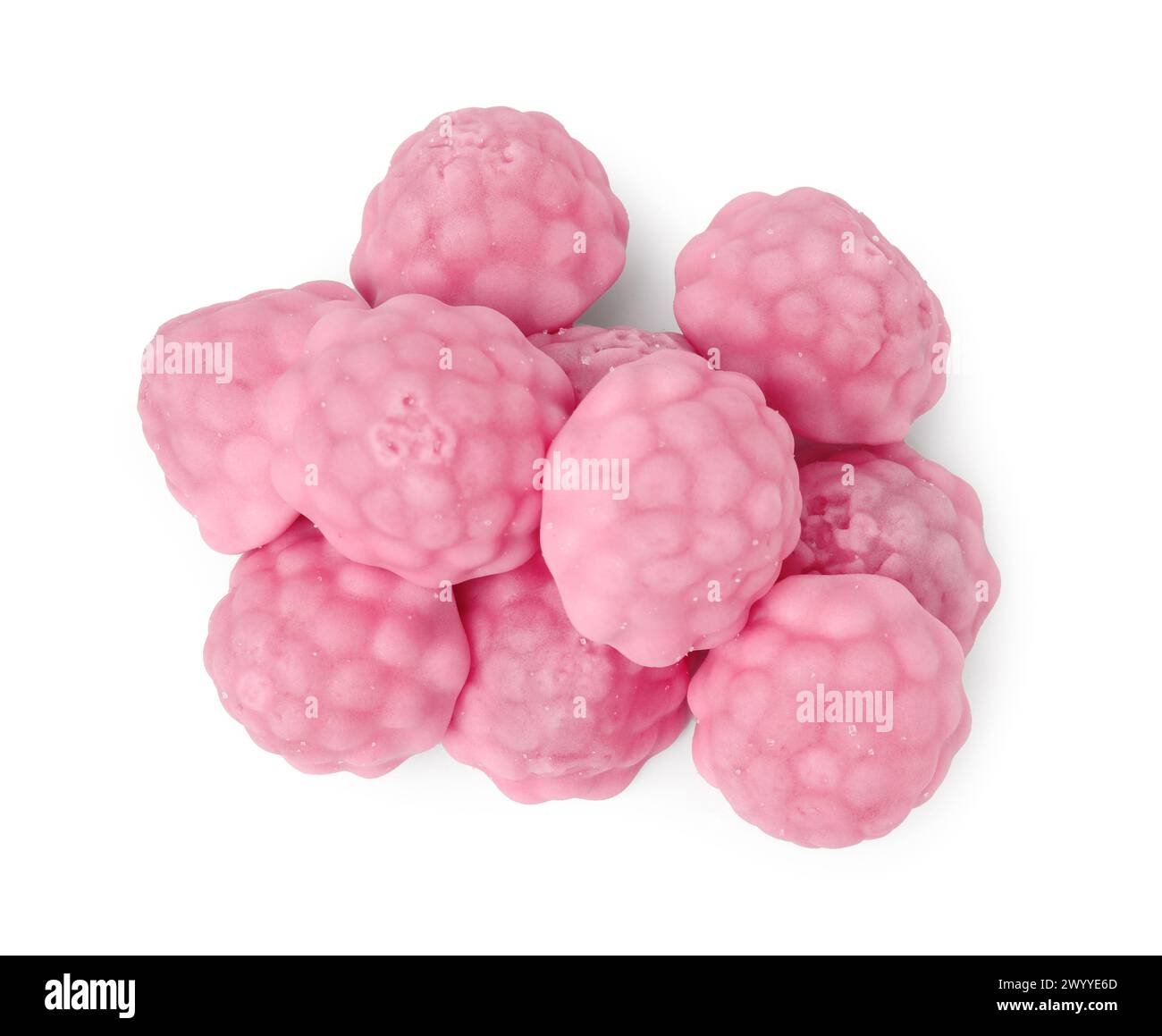 Yummy pink jelly candies isolated on white, top view Stock Photo - Alamy