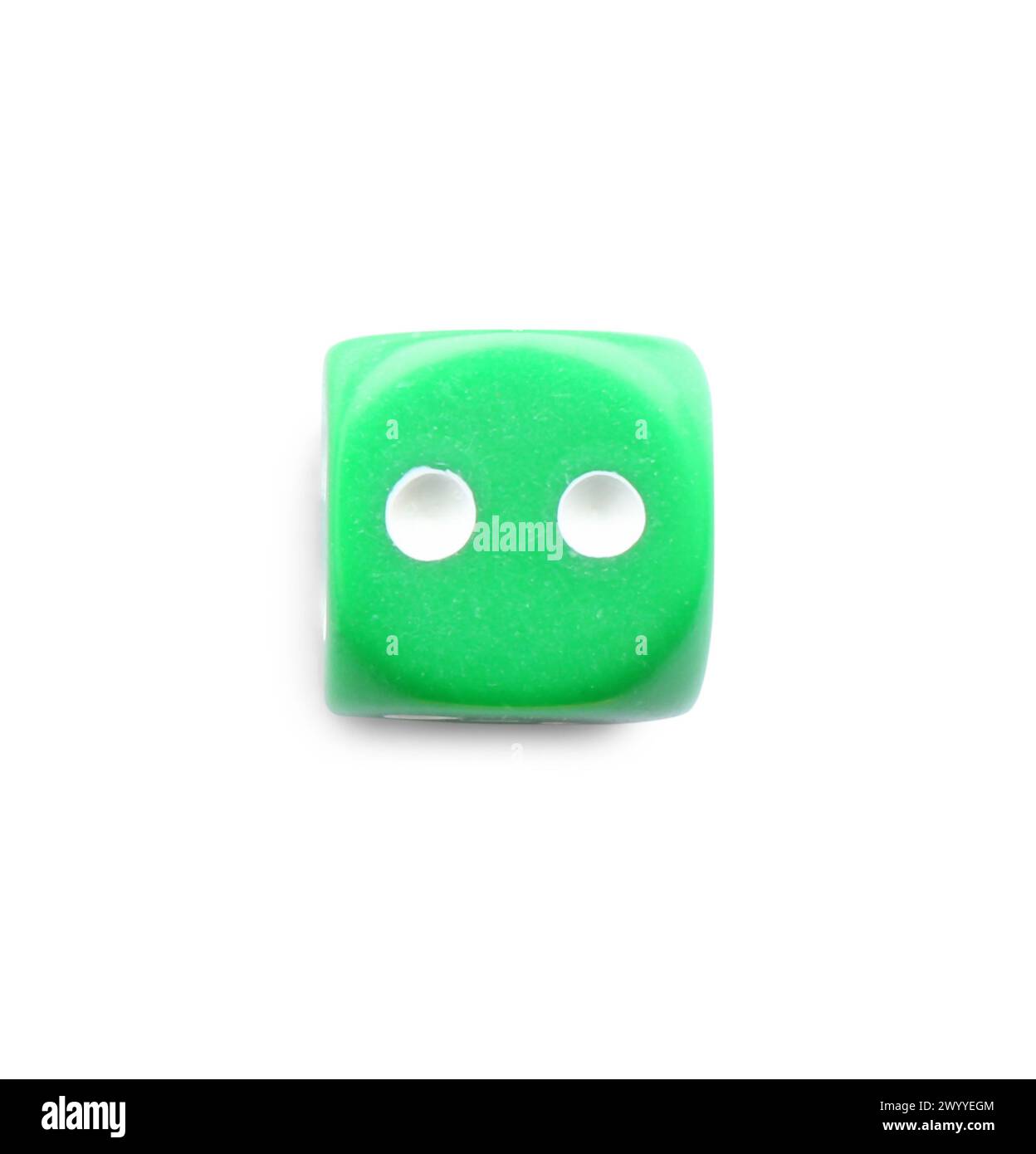 One green game dice isolated on white, top view Stock Photo - Alamy