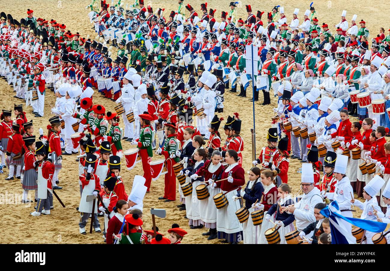 La Concha beach, Tamborrada. Inauguration of Donostia 2016 European ...