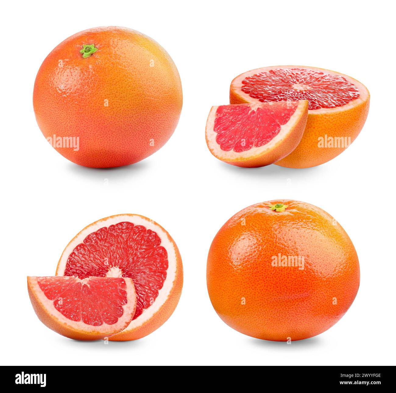 Fresh ripe grapefruits isolated on white, set Stock Photo - Alamy