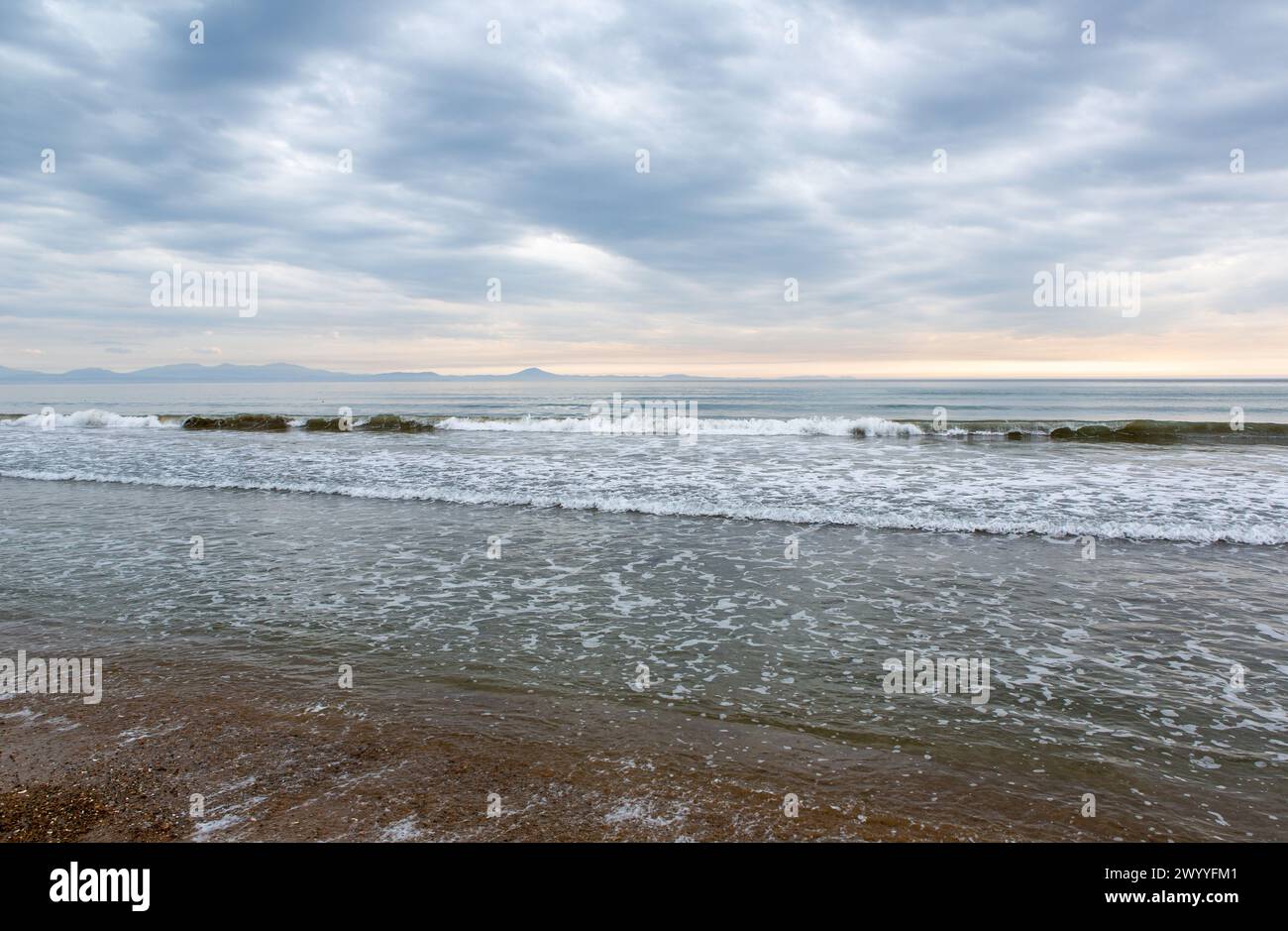 Natural landscape overlooking the beach and sea. Seascape. Sea waves ...