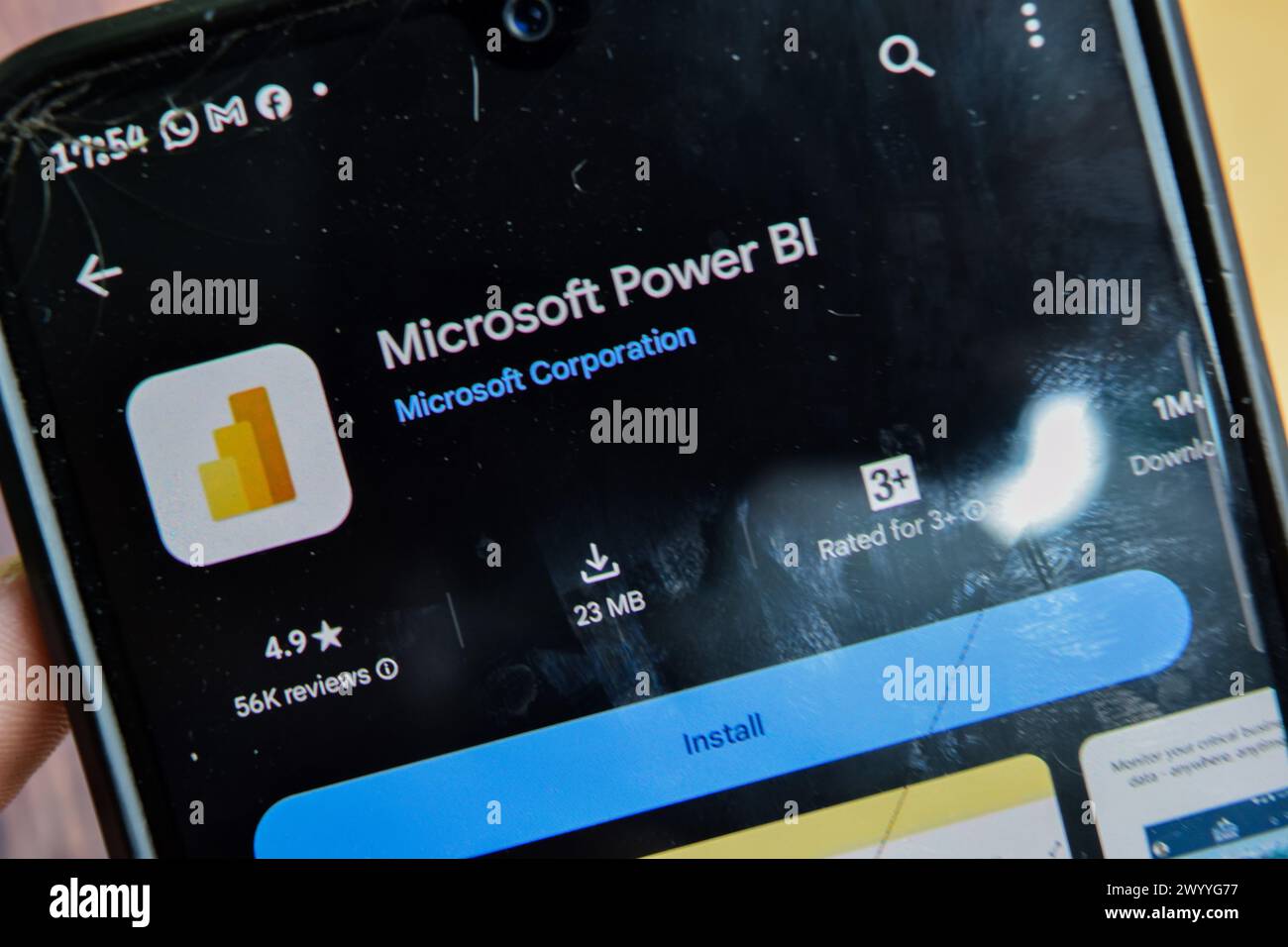 Microsoft Power BI application on Smartphone screen. Power BI is a ...