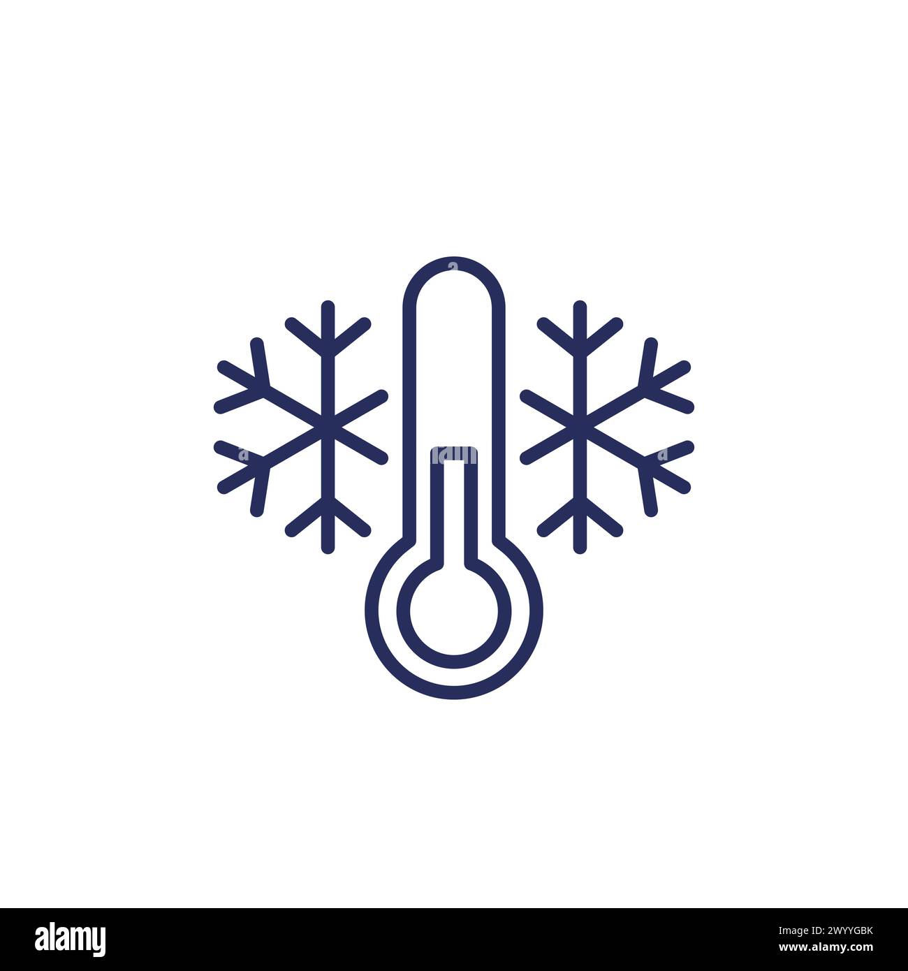 Cold temperature line icon with a thermometer, eps 10 file, easy to ...