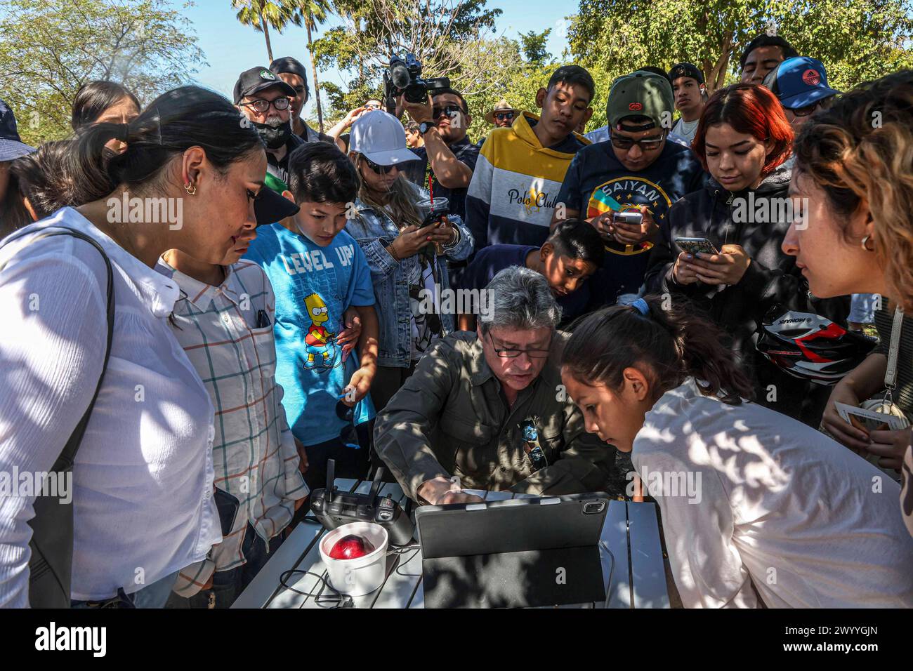 HERMOSILLO, MEXICO - APRIL 8: Student and scientific community gathered ...