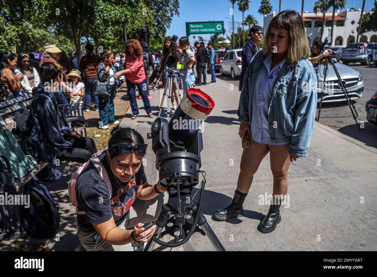 HERMOSILLO, MEXICO - APRIL 8: Student and scientific community gathered ...