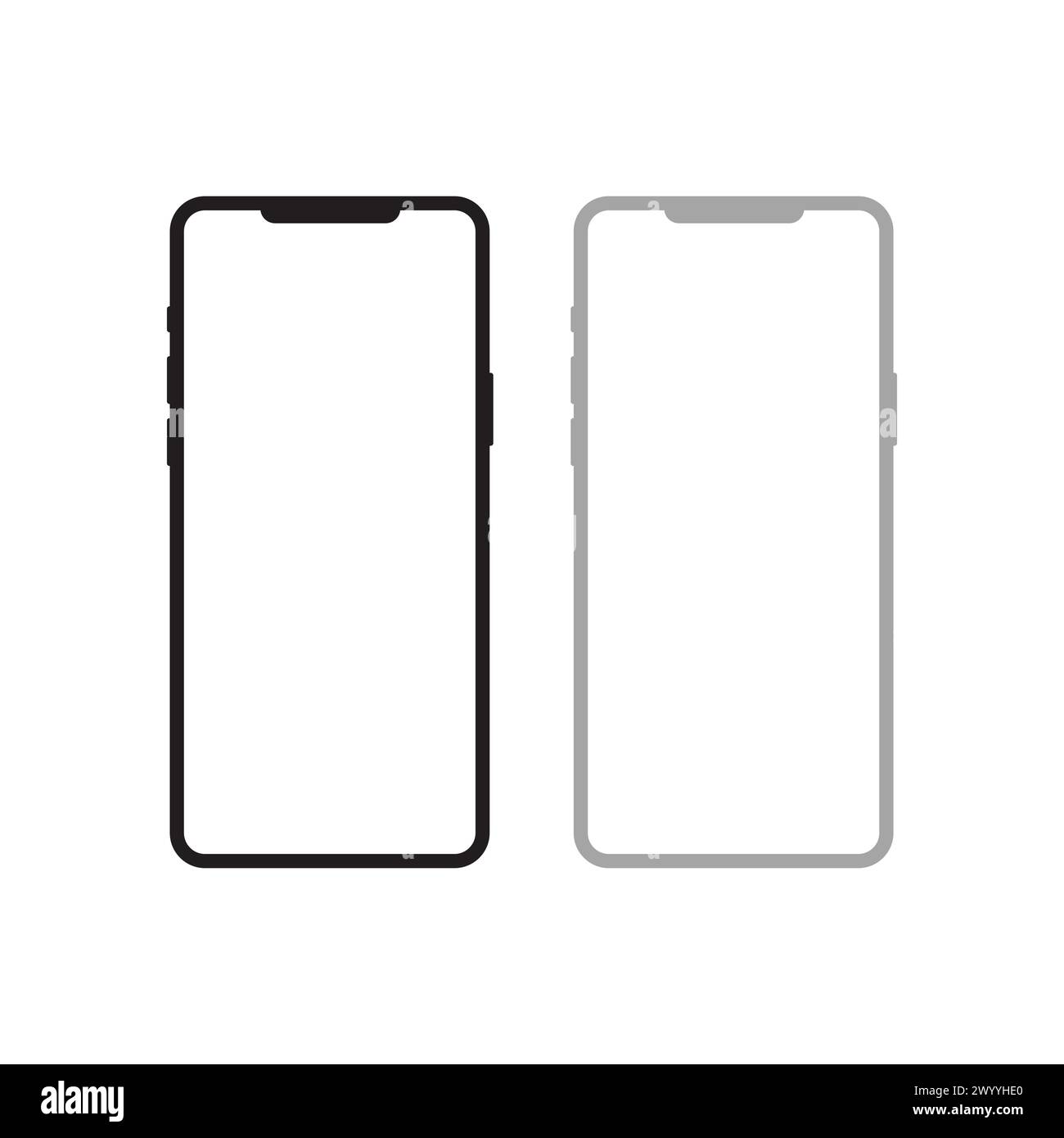 Two Smartphones mockup front view. Isolated on white background Stock ...