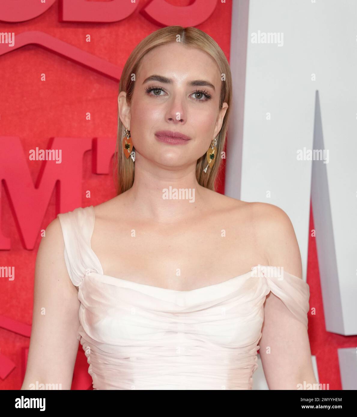 Emma Roberts attends the 2024 CMT Music Awards at Moody Center on April ...