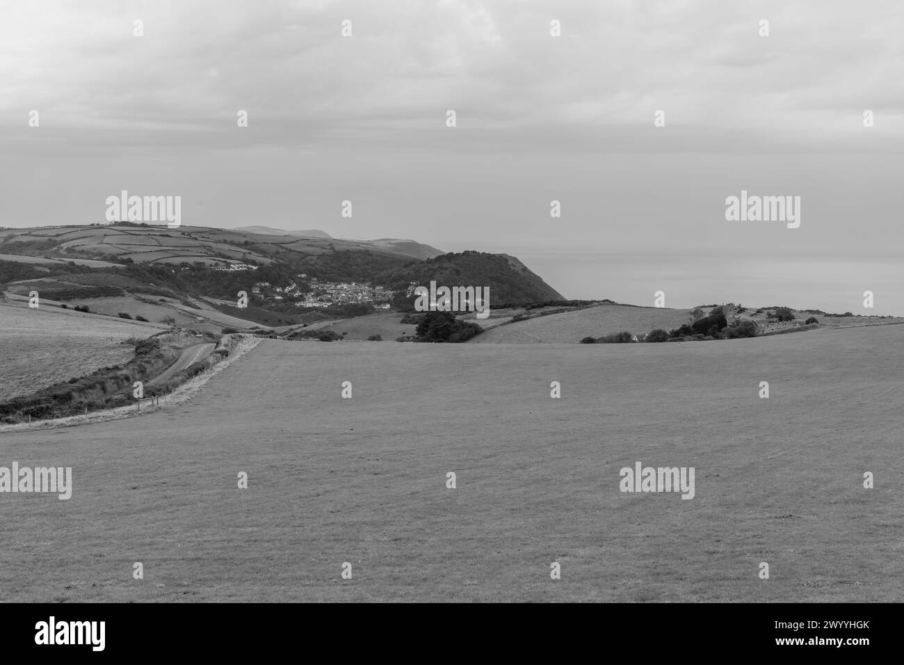 View from Countisbury Hill of Lynton and Lynmouth in Devon Stock Photo ...