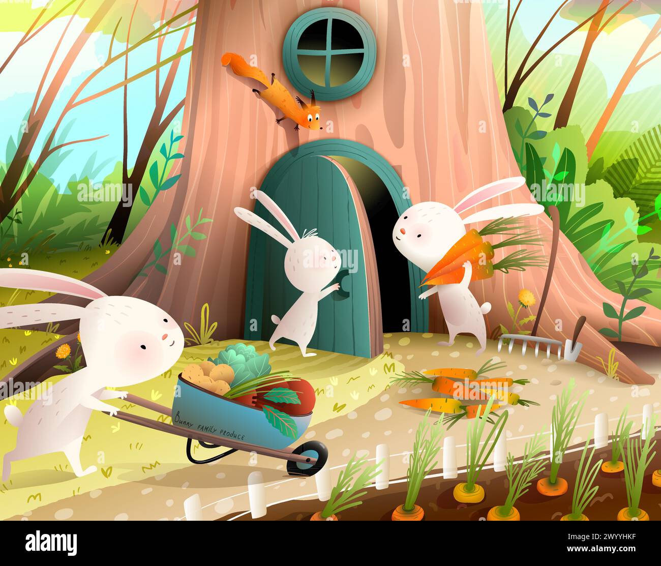 Farmer rabbit Stock Vector Images - Alamy