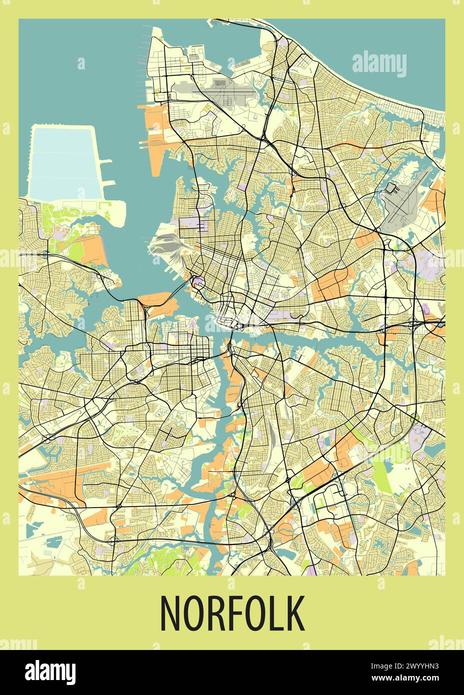 Map of norfolk virginia hi-res stock photography and images - Alamy