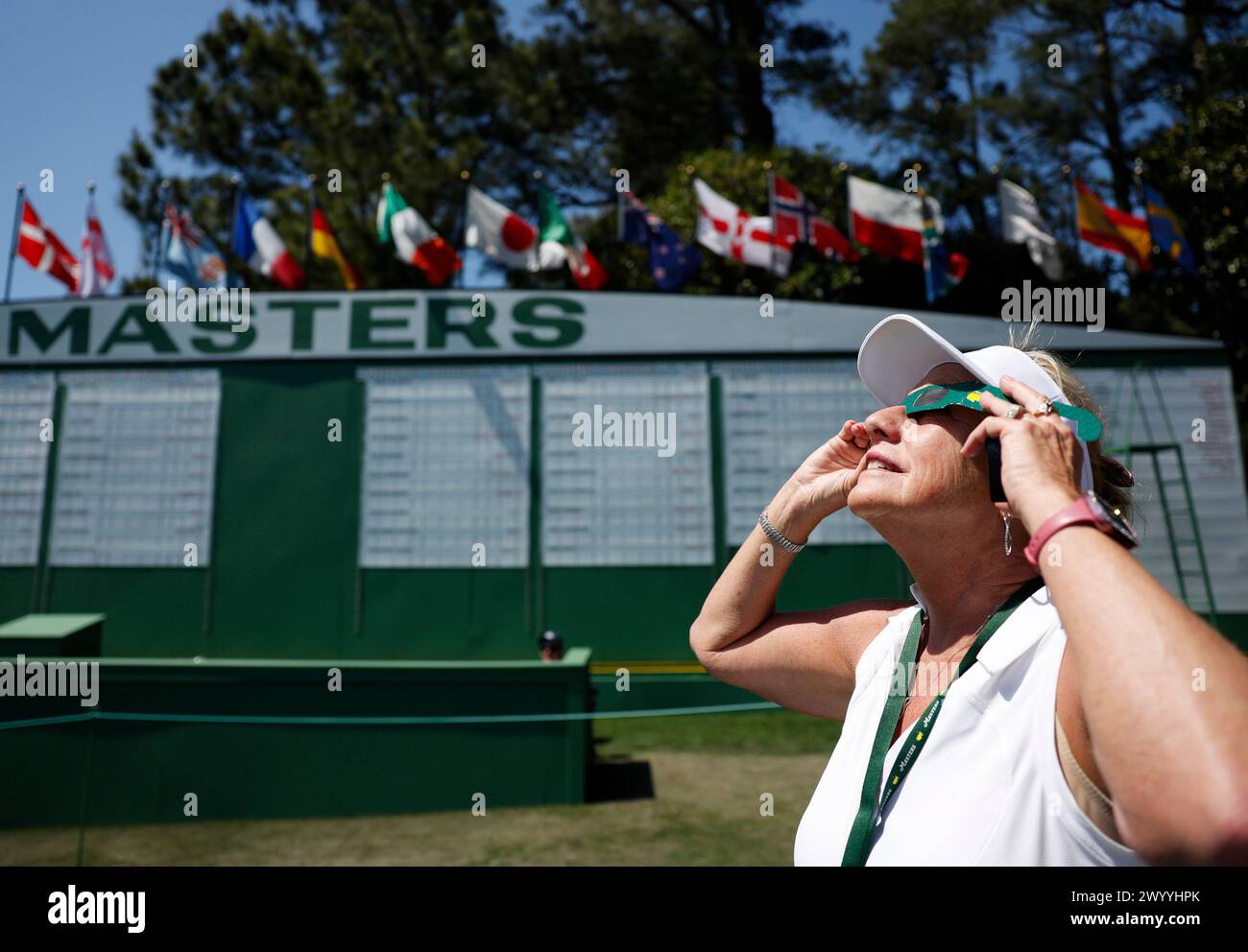 Augusta, United States. 08th Apr, 2024. Patrons wear Masters brand ...