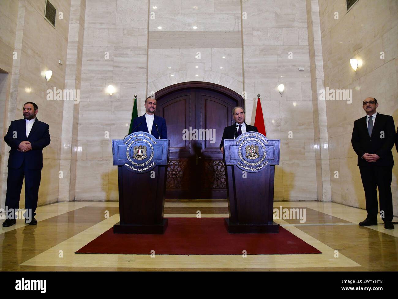 Damascus, Syria. 8th Apr, 2024. Syrian Foreign Minister Faisal Mekdad ...