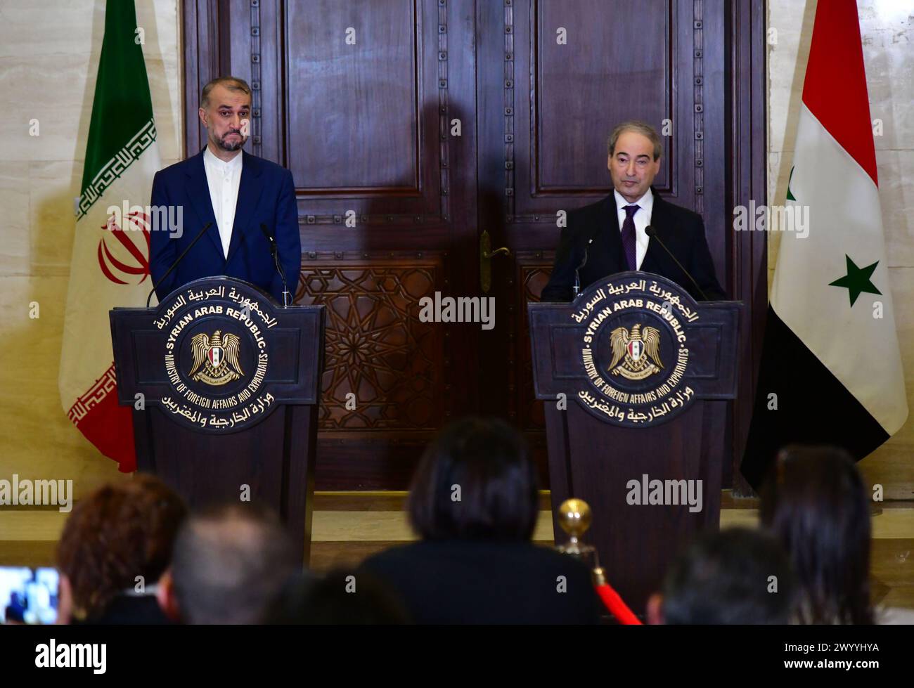 Damascus, Syria. 8th Apr, 2024. Syrian Foreign Minister Faisal Mekdad ...