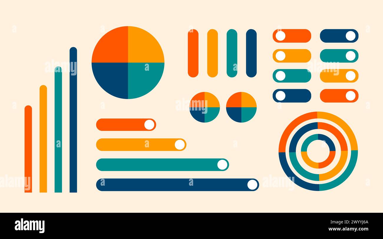 Set of graphic elements for analytics. Buttons, infographic elements, data charts, graphs and ...