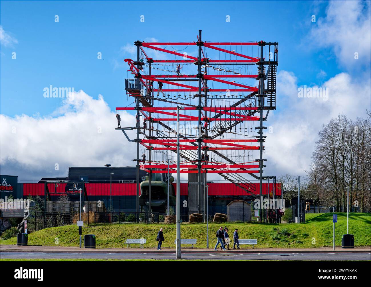 Children, youths testing on the climbing frame located in the Bear ...