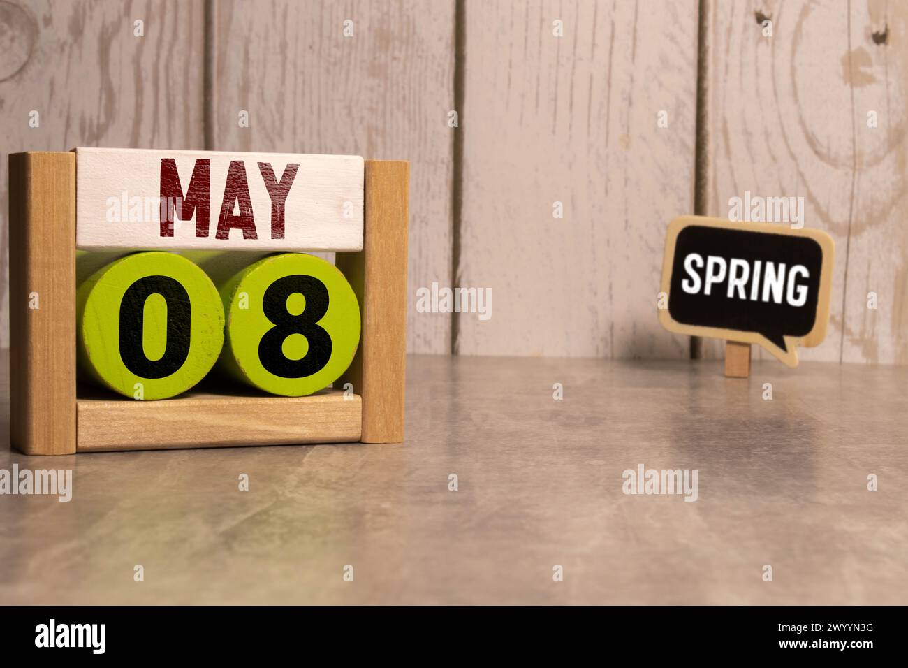 May 8th. Image of may 8 wooden color calendar on white background ...