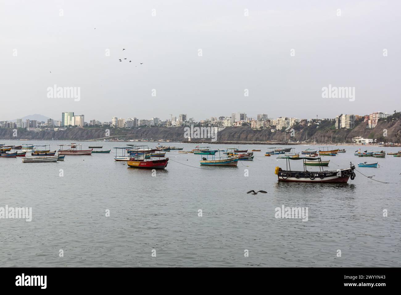 Pescadores Beach and view over Lima's bay, Lima Peru Stock Photo - Alamy