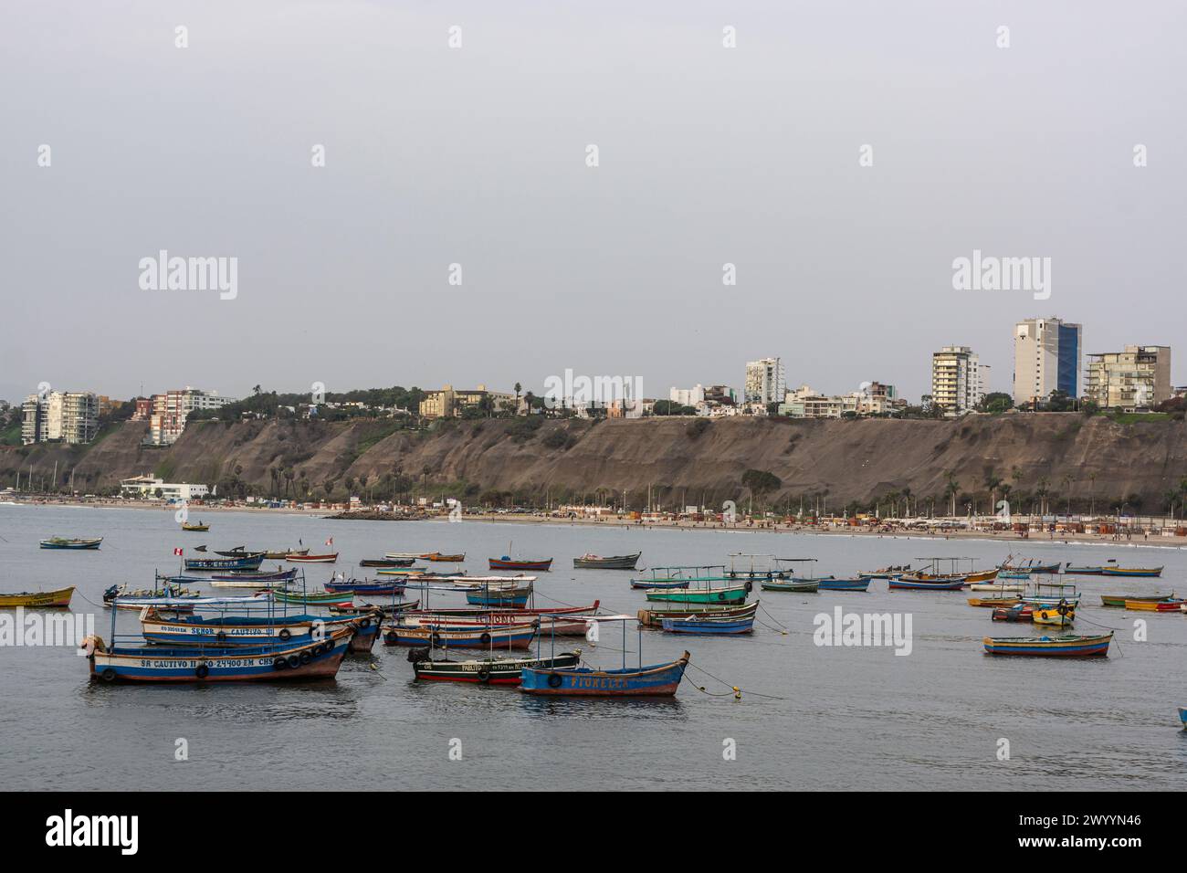 Pescadores Beach and view over Lima's bay, Lima Peru Stock Photo - Alamy