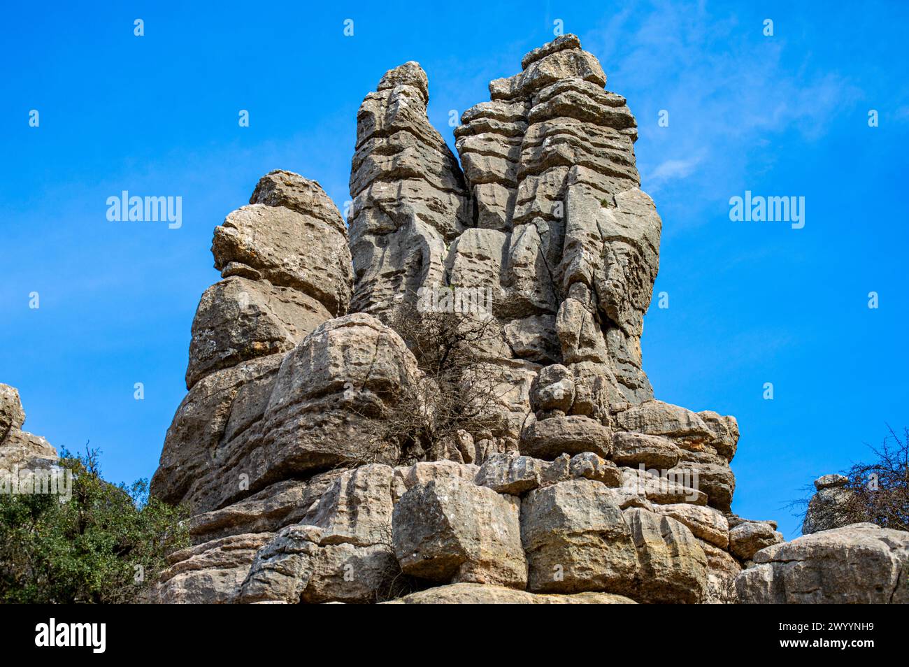 Hiking in the Torcal de Antequerra National Park, limestone rock ...