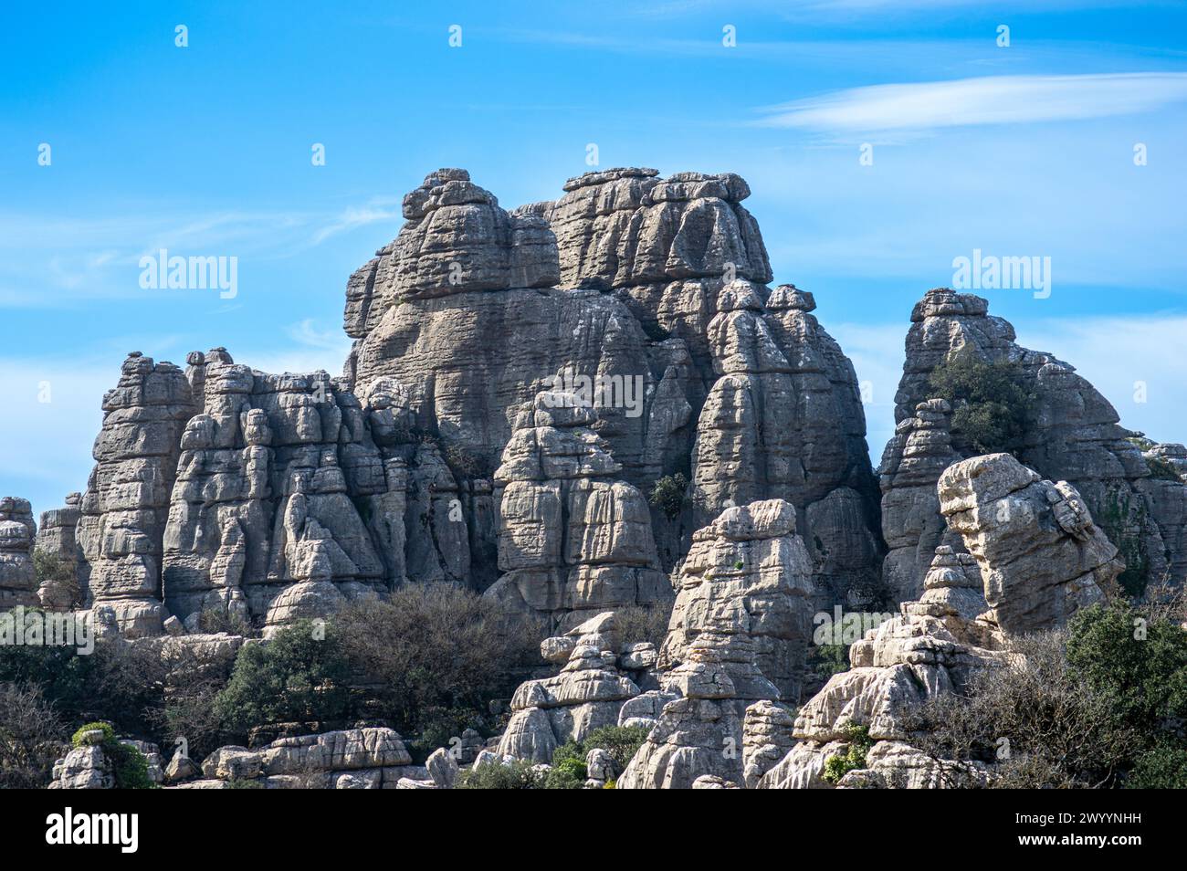 Hiking in the Torcal de Antequerra National Park, limestone rock ...