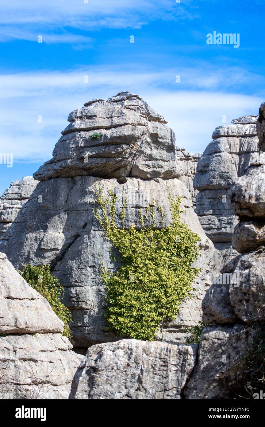 Hiking in the Torcal de Antequerra National Park, limestone rock ...