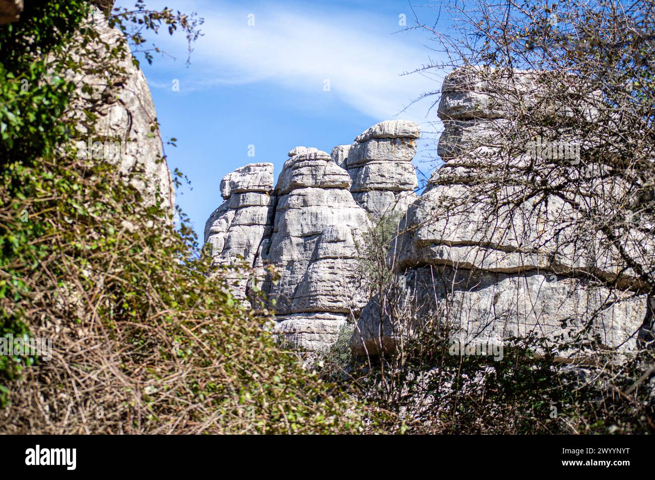 Hiking in the Torcal de Antequerra National Park, limestone rock ...
