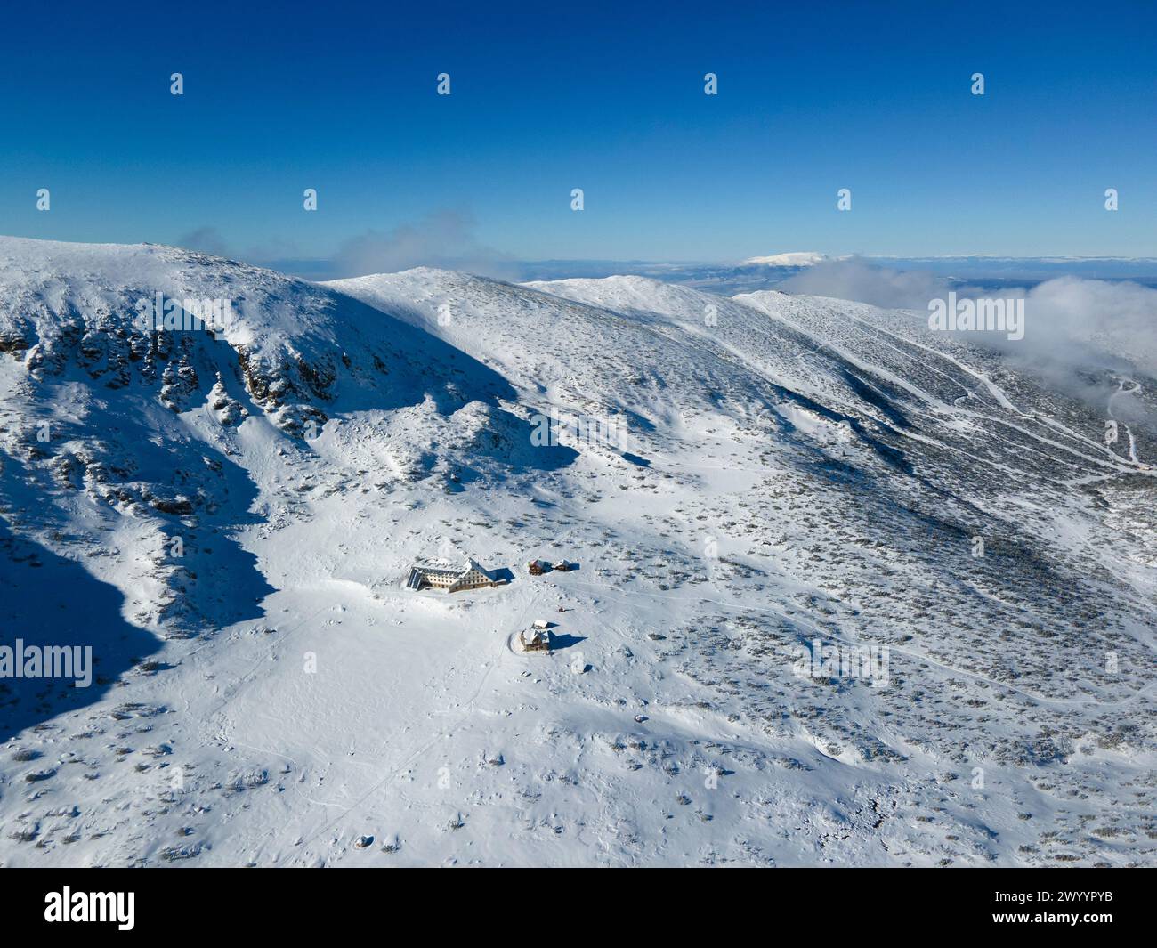 Amazing Aerial Winter view of Rila mountain near Musala peak, Bulgaria ...