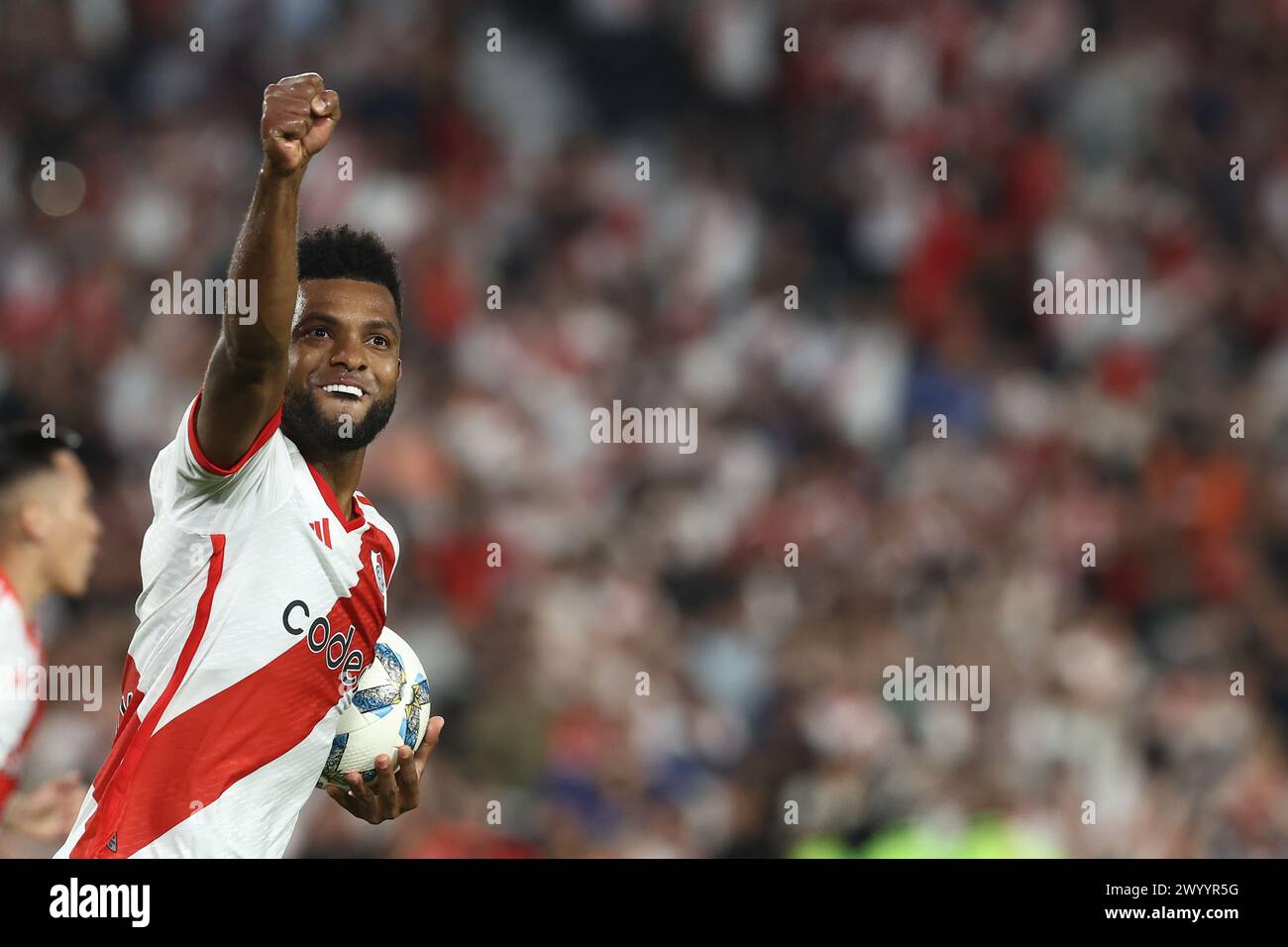 River Plate's Colombian stirker Miguel Angel Borja celebrates after ...