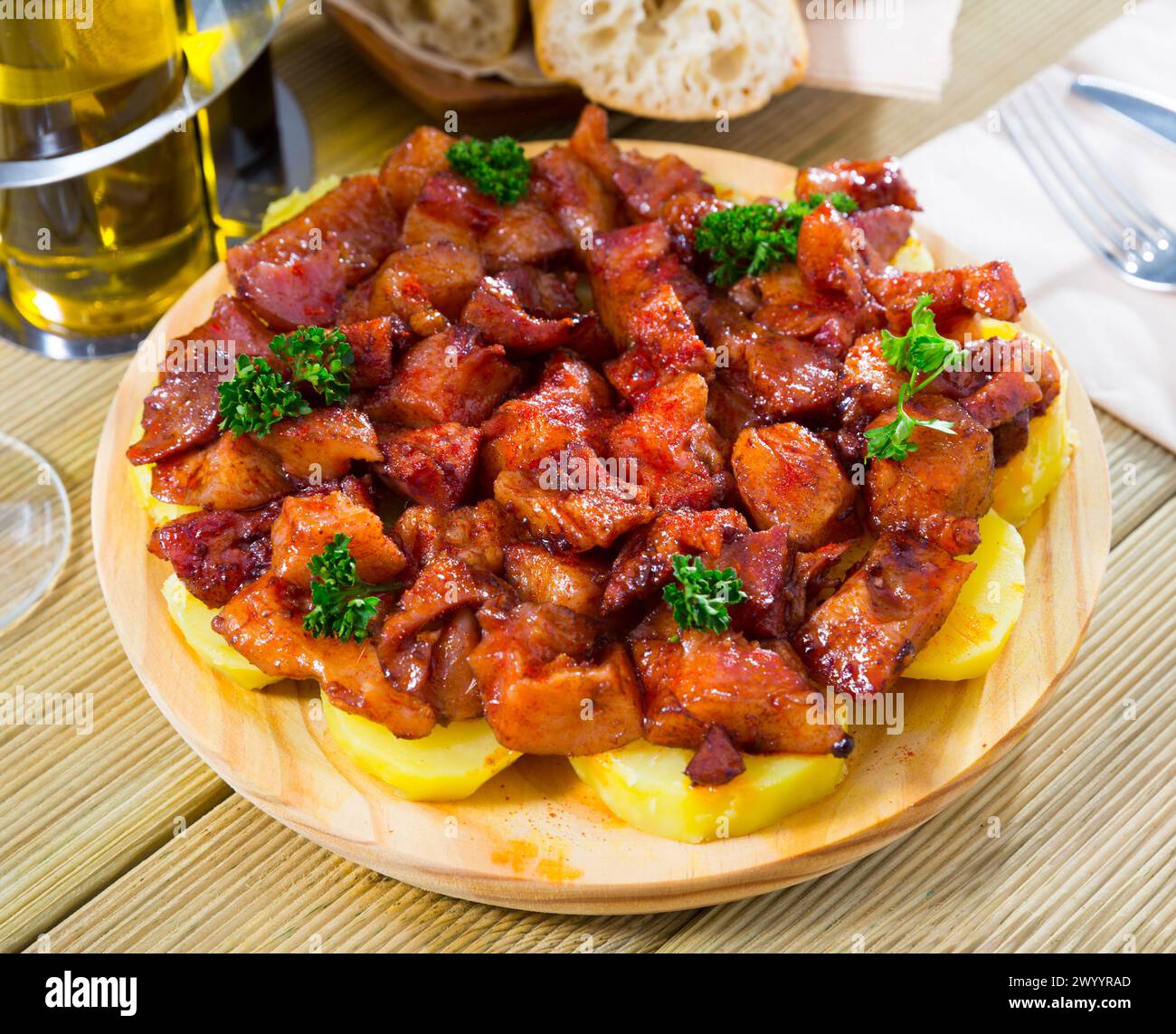 Morro de cerdo a la gallega - spanish dish. Roast nose and cheek pigs ...