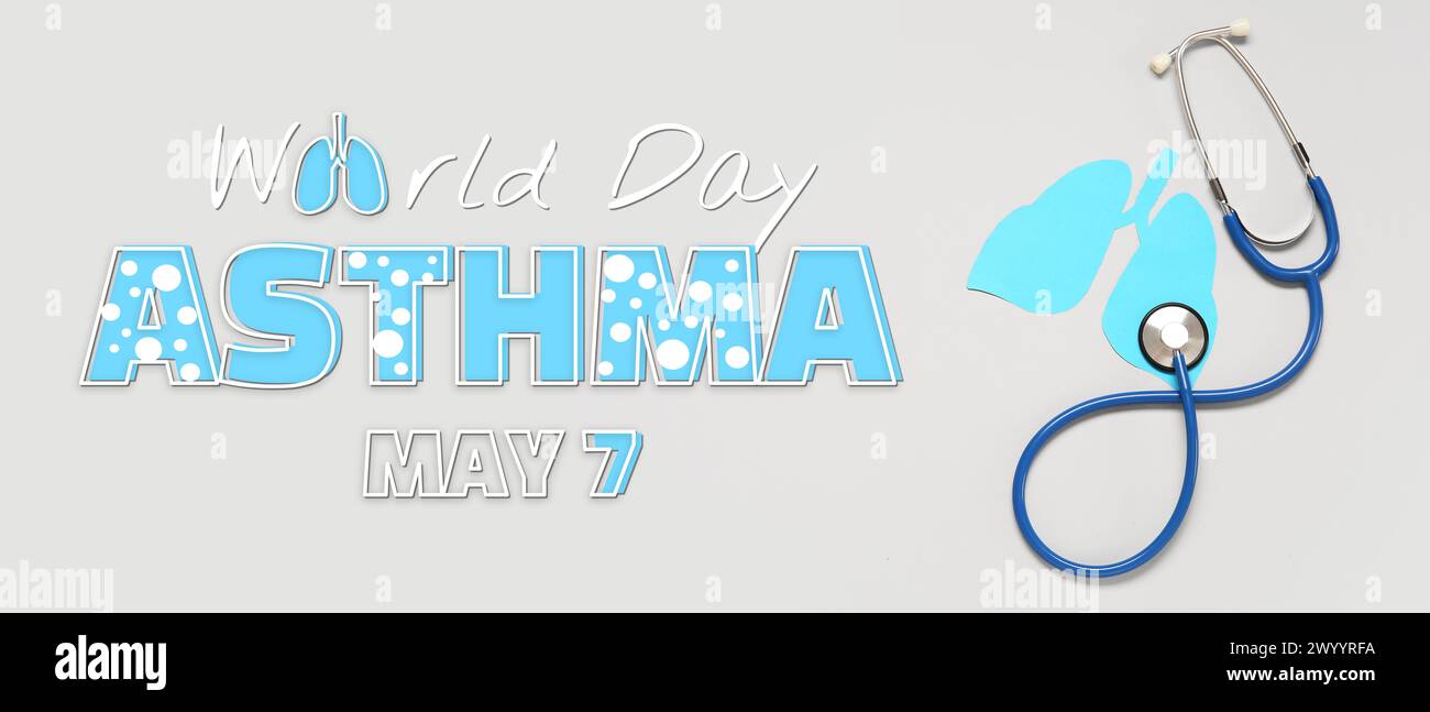 Banner for World Asthma Day with stethoscope and paper lungs Stock ...
