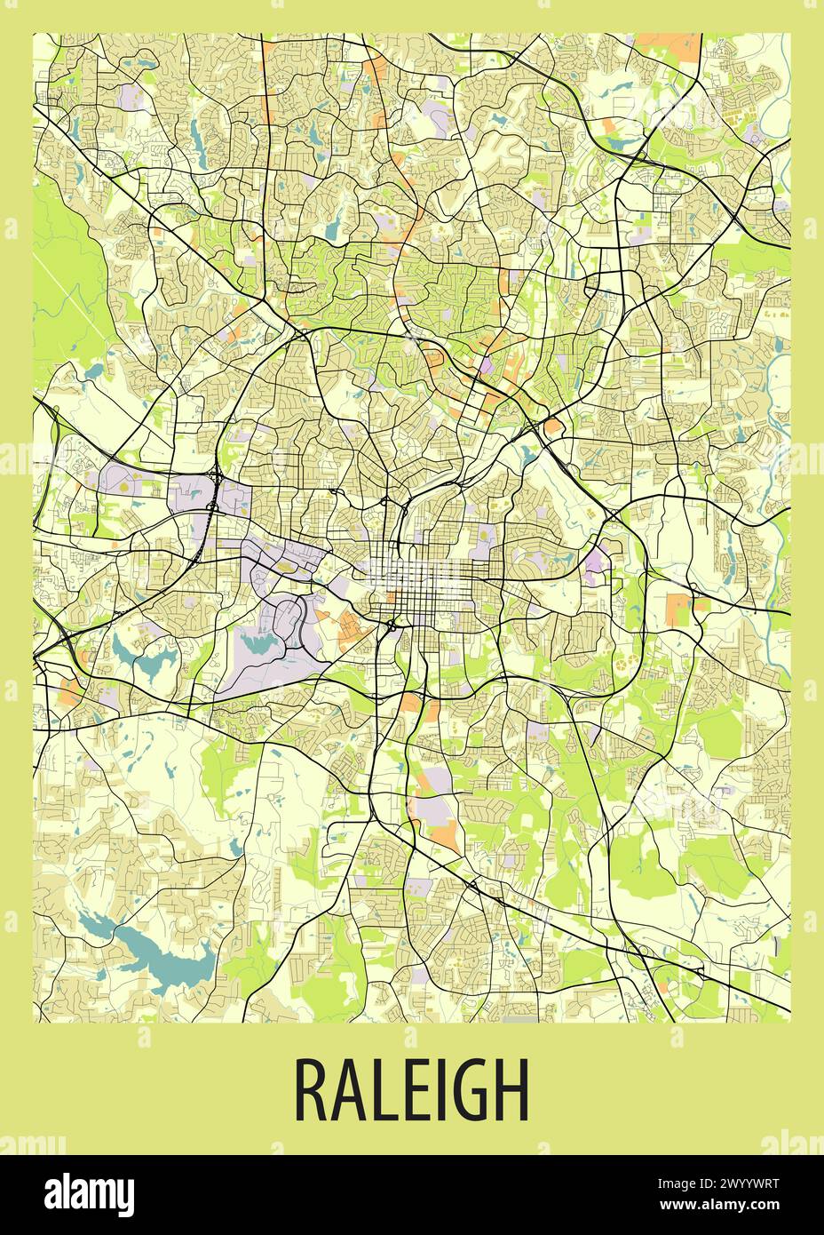 Poster map art of Raleigh, North Carolina, USA Stock Vector Image & Art ...