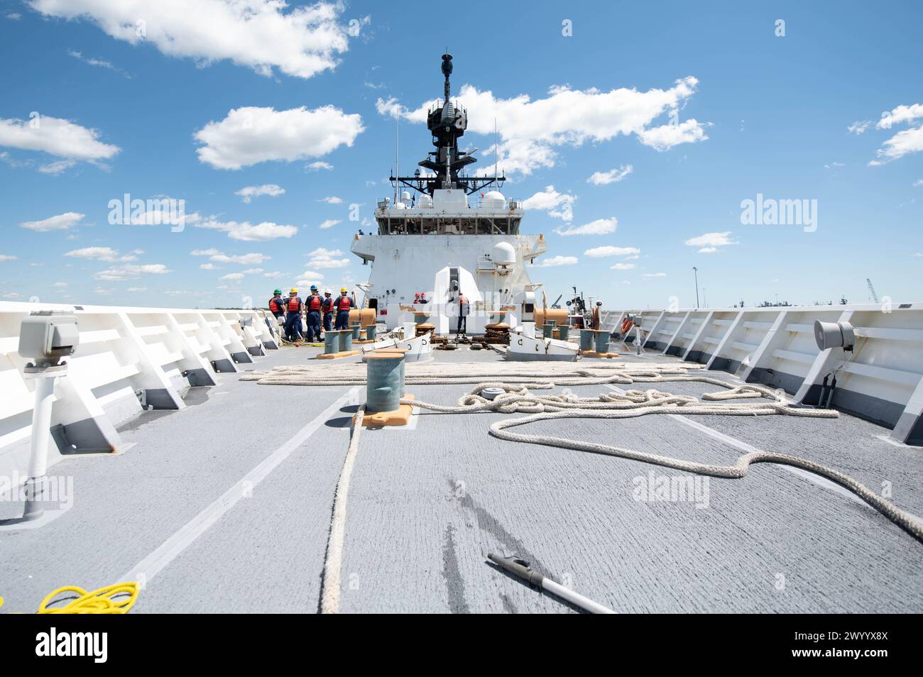The bow of the Coast Guard Cutter James (WMSL 754) in North Charleston ...