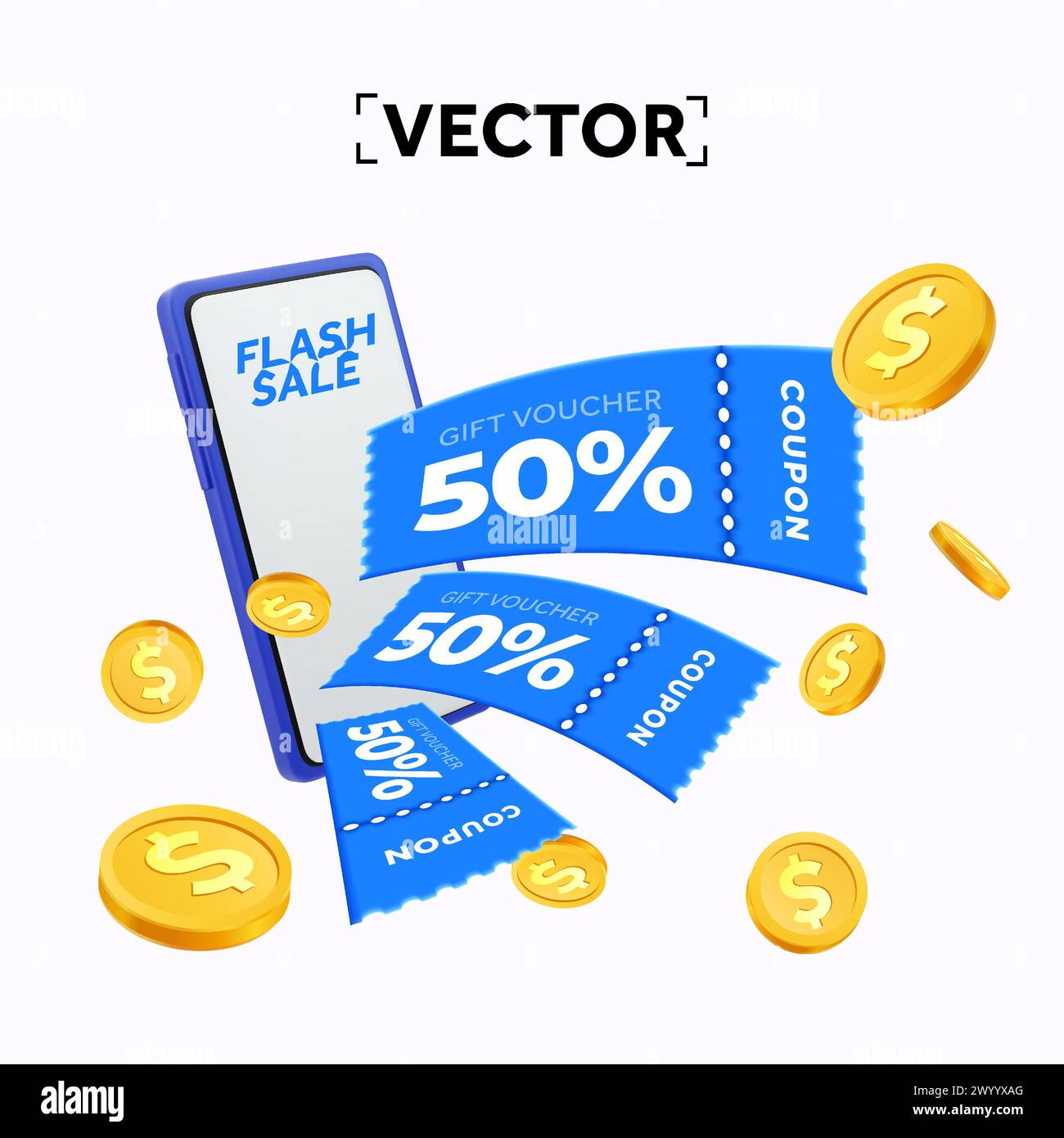 3d coupons and vouchers giveaway banner template with coupons and ...