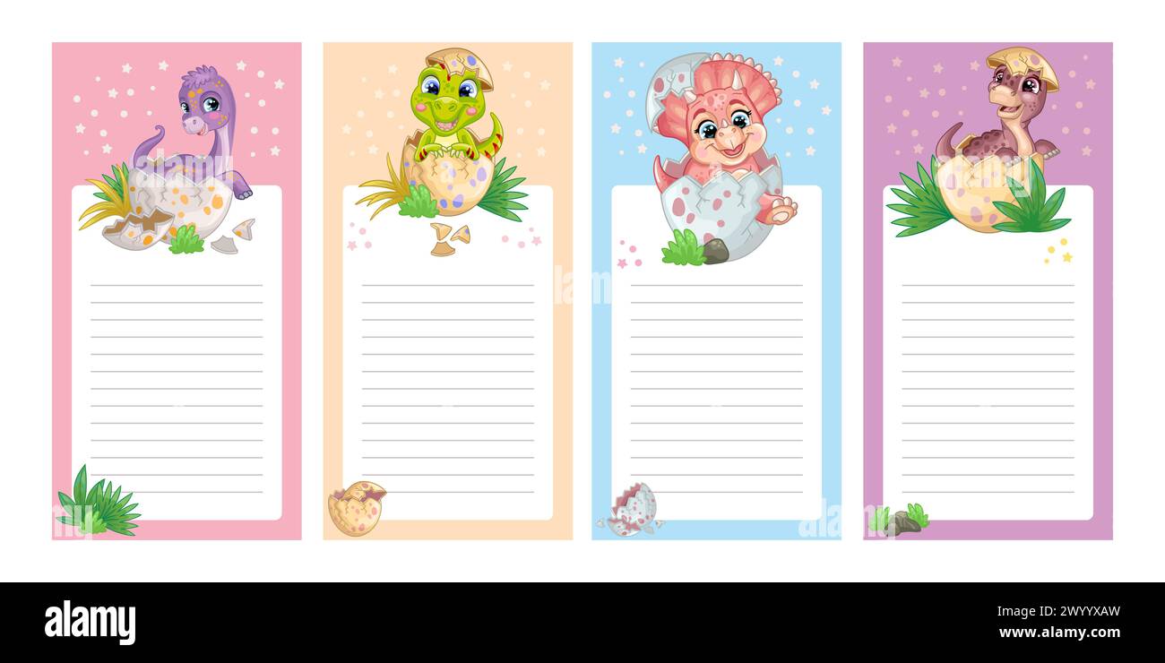 Sticker design with cute dinosaurs vector illustration Stock Vector ...