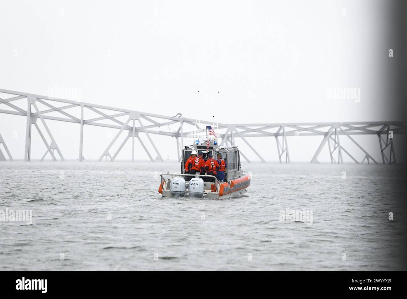 U.S. Coast Guard response boat crews enforce a safety zone, April 2 ...