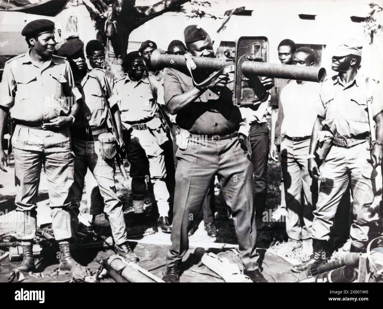 APRIL 1, 1979: Kokobo, Uganda: Ugandan president IDI AMIN firing a ...